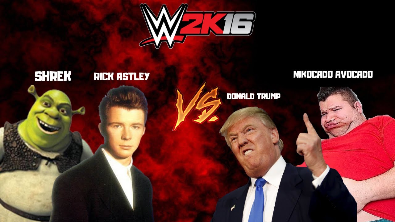 Rick Astley & Shrek vs. Nikocado Avocado & Donald Trump - WWE 2K16 PS4 ...