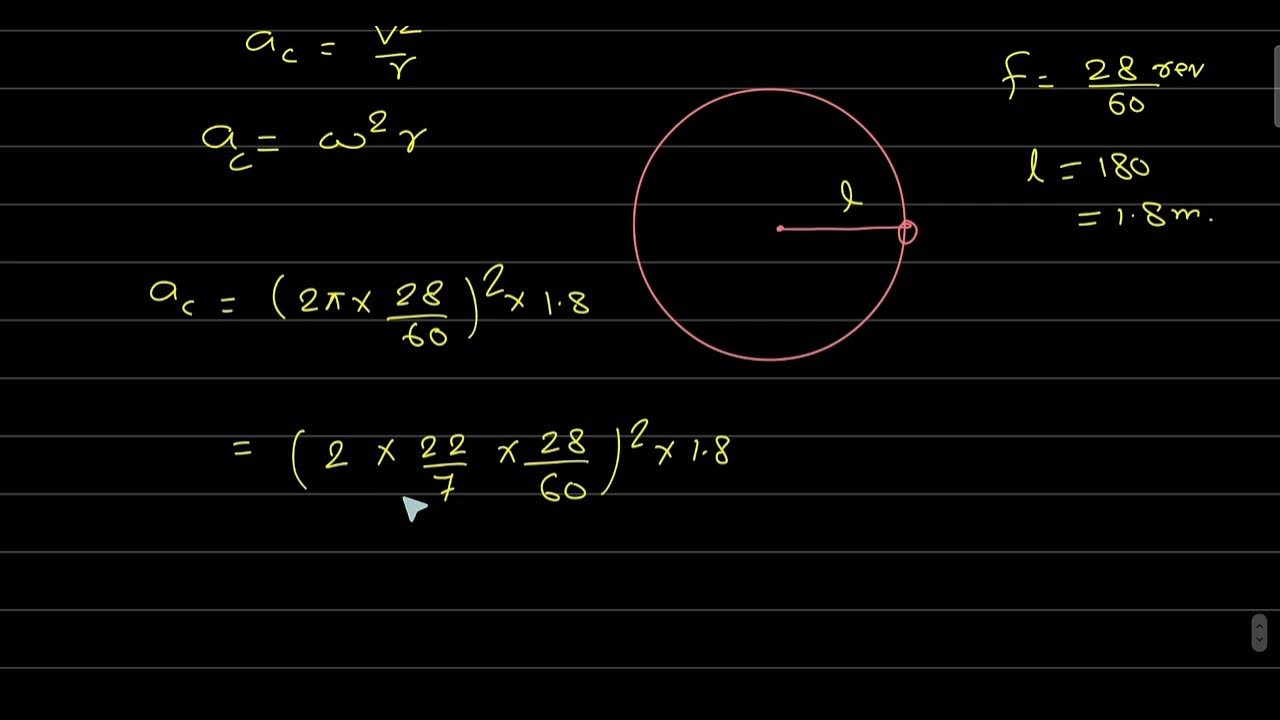 A stone tied to 180 cm long string at its end is making 28 revolutions in horizontal circle in ...