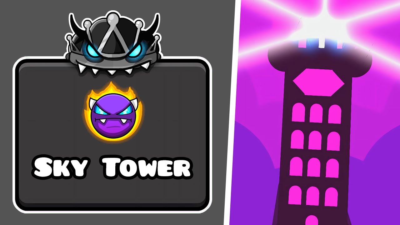 WEEKLY DEMON #157: "Sky Tower" (EASY DEMON) by Rafer | Geometry Dash ...