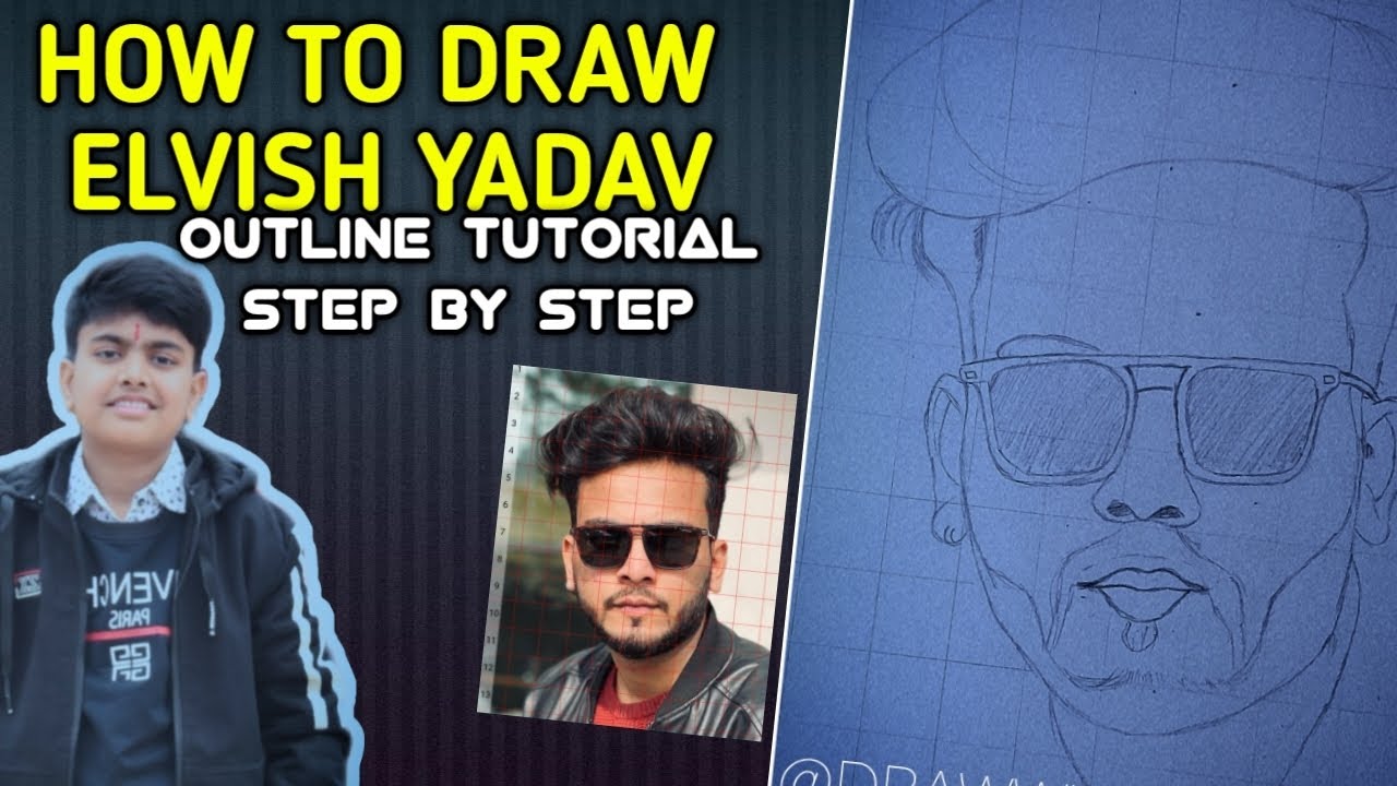 How to Draw Outline of @ElvishYadavVlogs|| Outline tutorial step by ...
