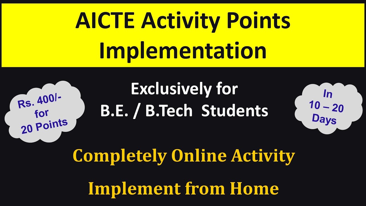 #AICTEActivityPoints for #BE #BTech Students -Completely #online @ Rs ...