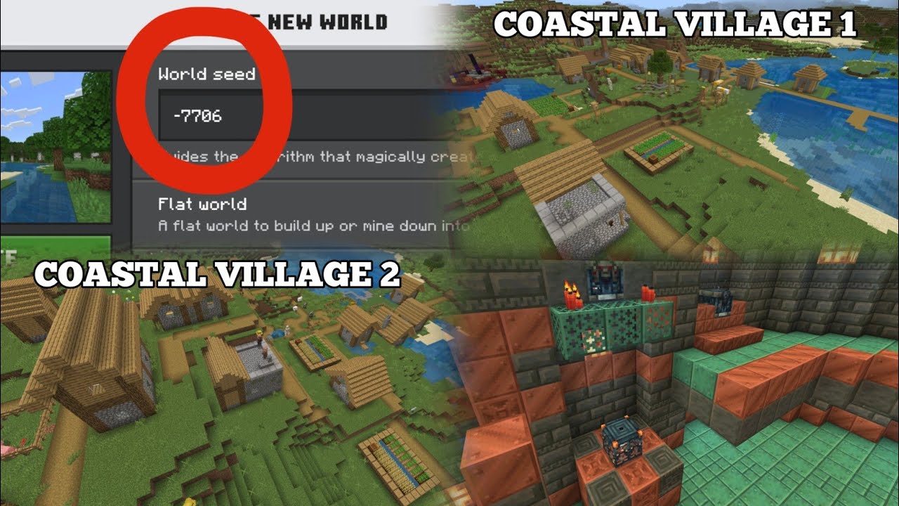 Minecraft Bedrock Seed: 2 Coastal Villages And Trial Chamber Near Spawn ...
