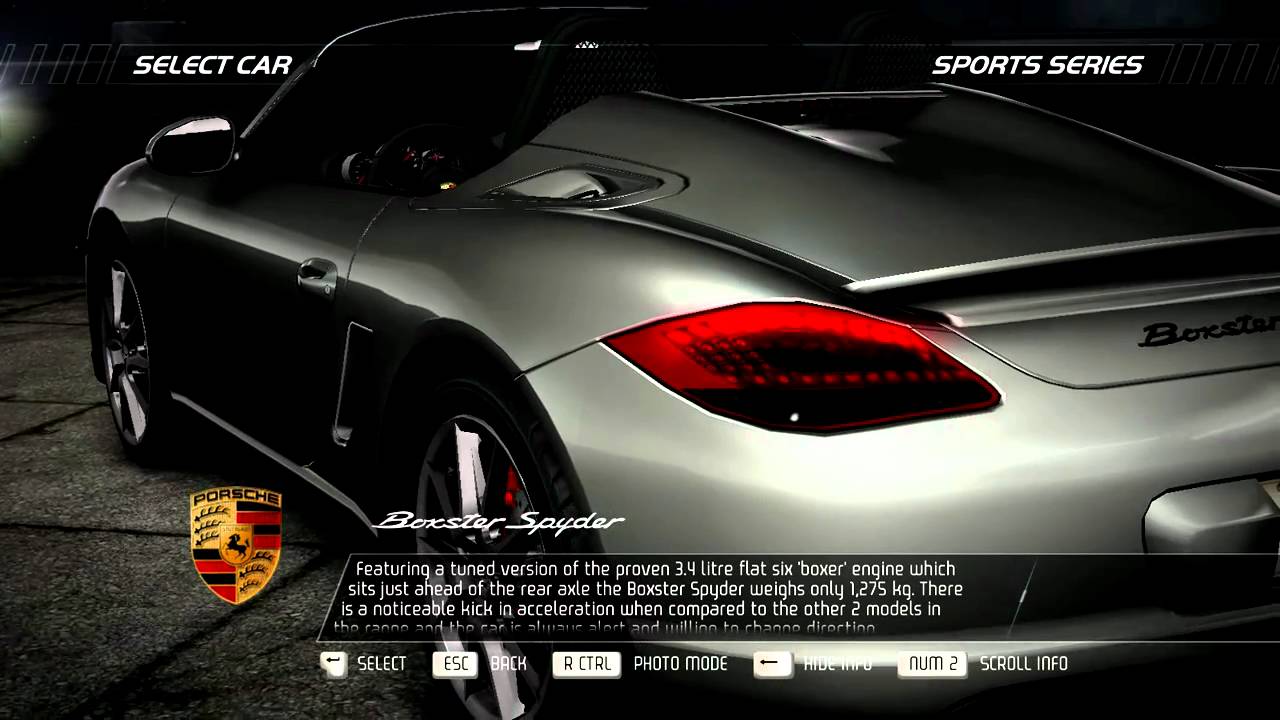 NFS - Porsche Boxster Spyder - YouTube