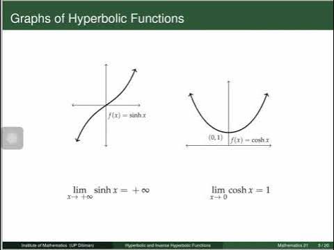 [Math 21] Lec 1.7 Hyperbolic and Inverse Hyperbolic Functions (Part 2 of 6) - YouTube