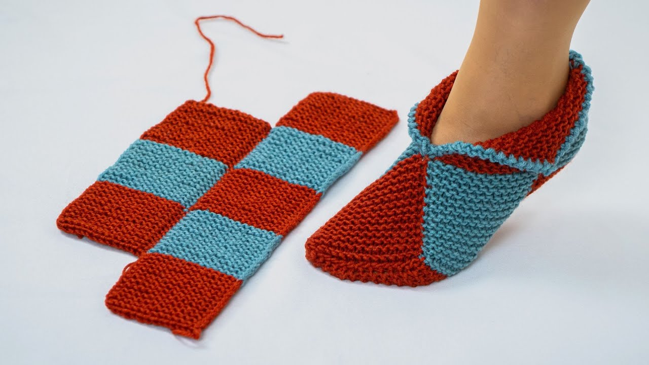 Simple knitted slippers for beginners step by step! - YouTube