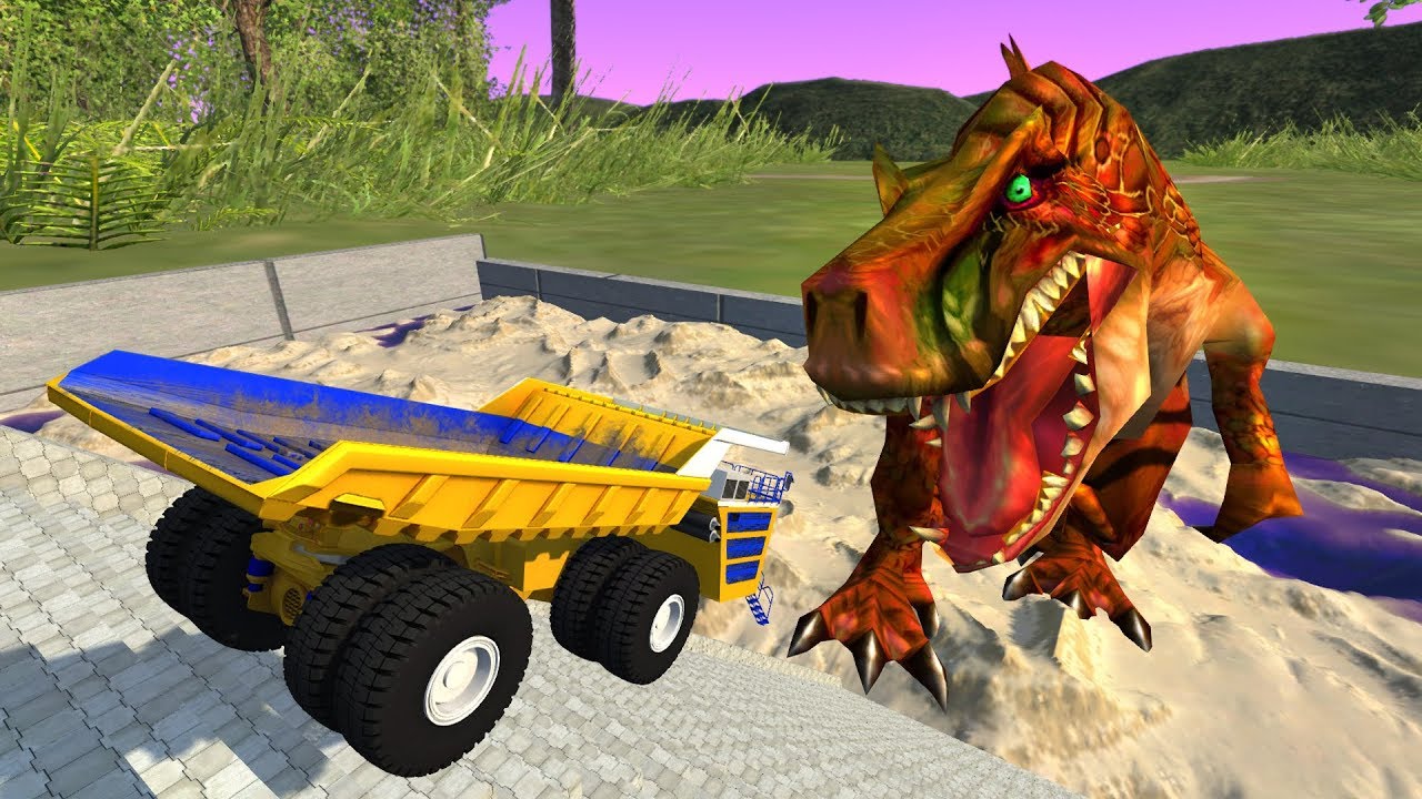 Stair Falls Down Crashes into Giant Dinosaur - Beamng drive - YouTube