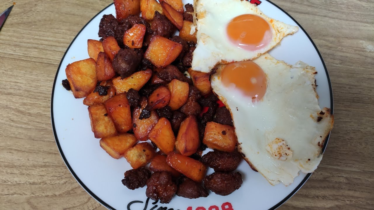 Patatas con chichos y huevos fritos en turbo cecofry 4D , freidora sin ...