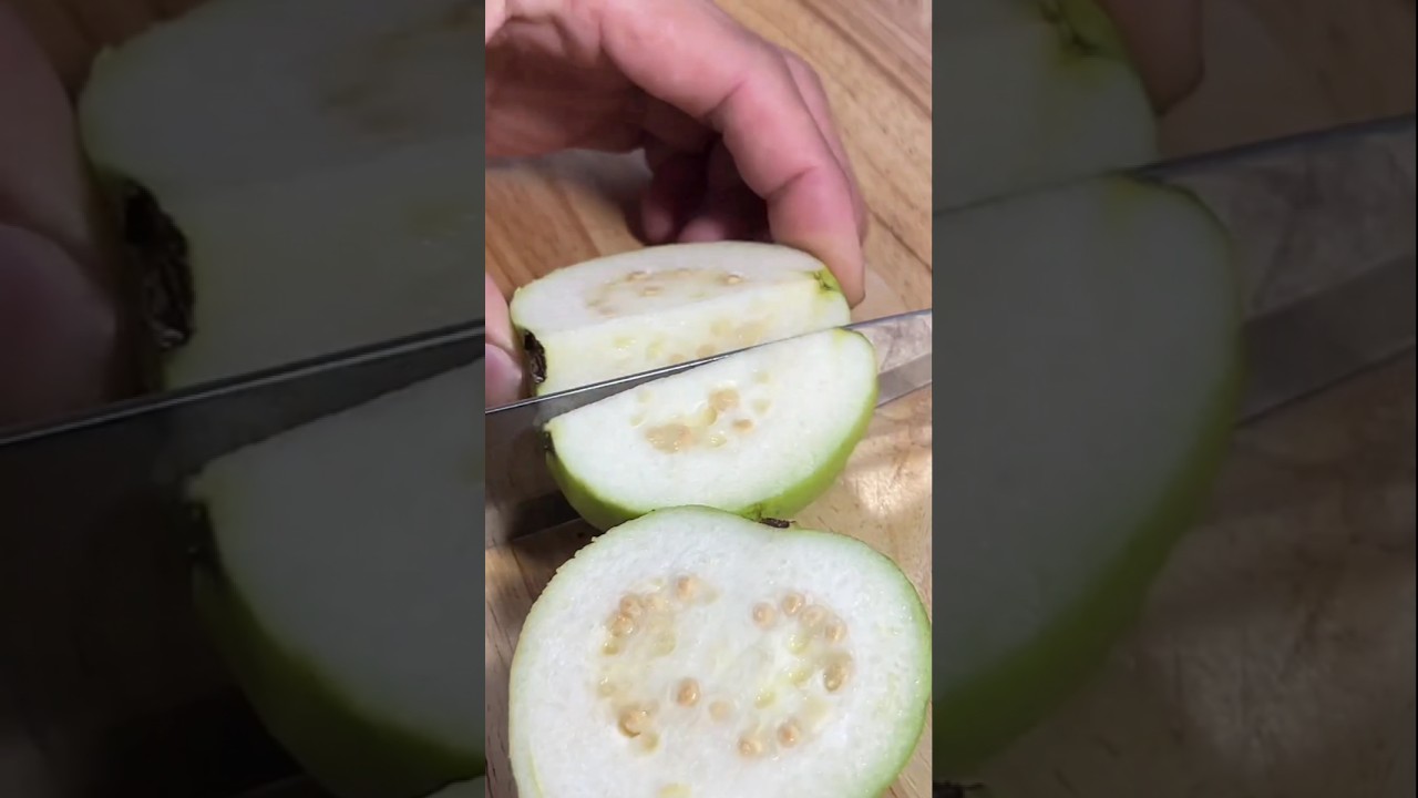 Peel guava with yellow intestine to look delicious. #guava #fruit # ...
