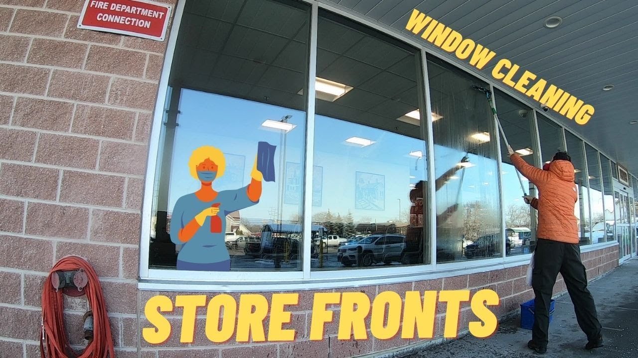 STORE FRONT WINDOW CLEANING | VERY DIRTY - YouTube