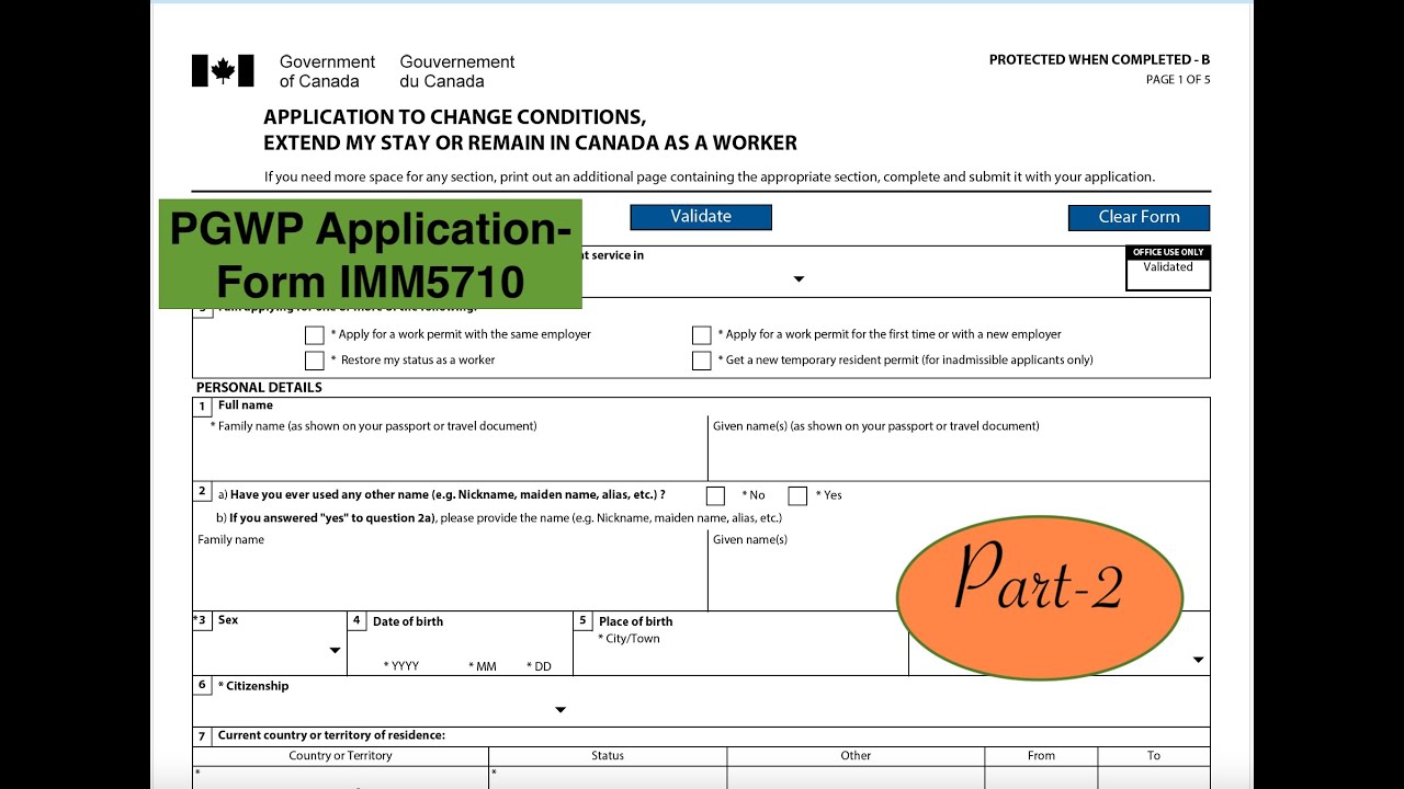 PGWP Application//IMM 5710 Form//Canada//PART 2 - YouTube