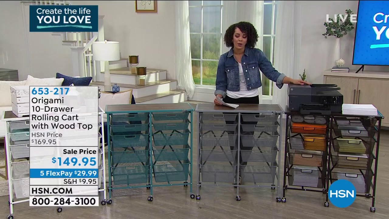 Origami 10Drawer Rolling Cart with Wood Top - YouTube