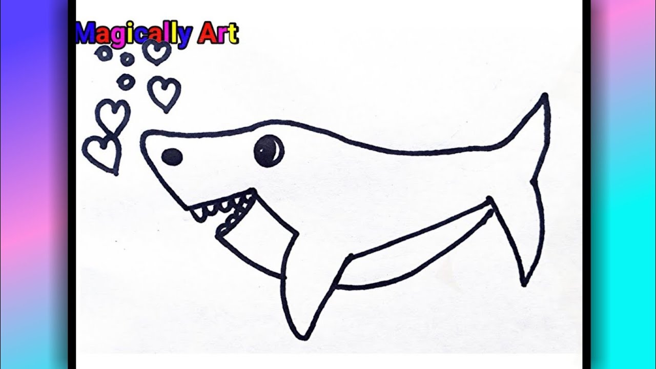 Drawing and Coloring Happy Baby Shark Drawing Step by step Guide - YouTube