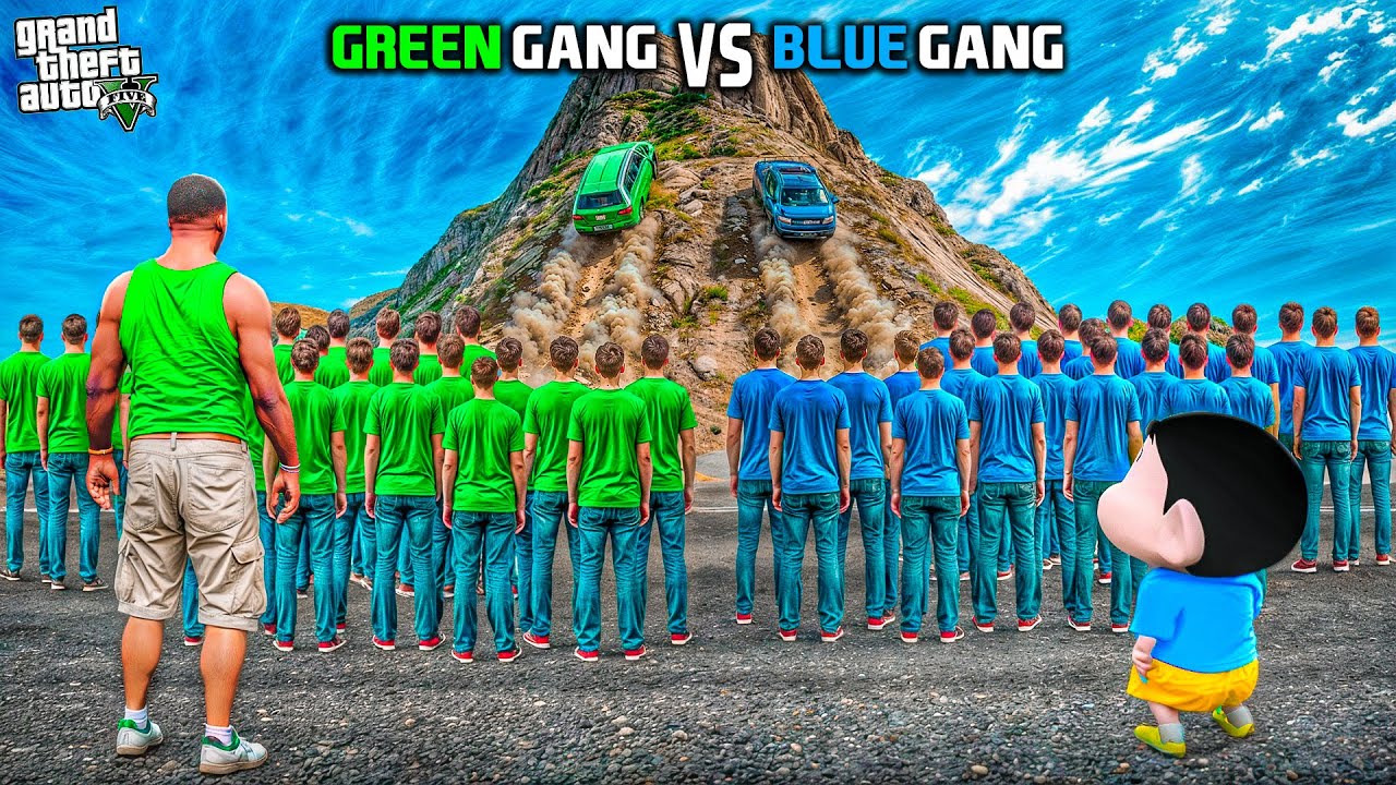 GTA 5: Franklin Blue Gang Shinchan Green Gang Mount Chilliad Race In ...