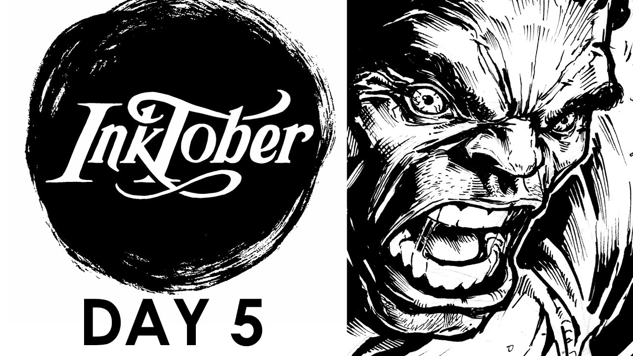 Inktober day 5 - sad - drawing bruce banner/the hulk