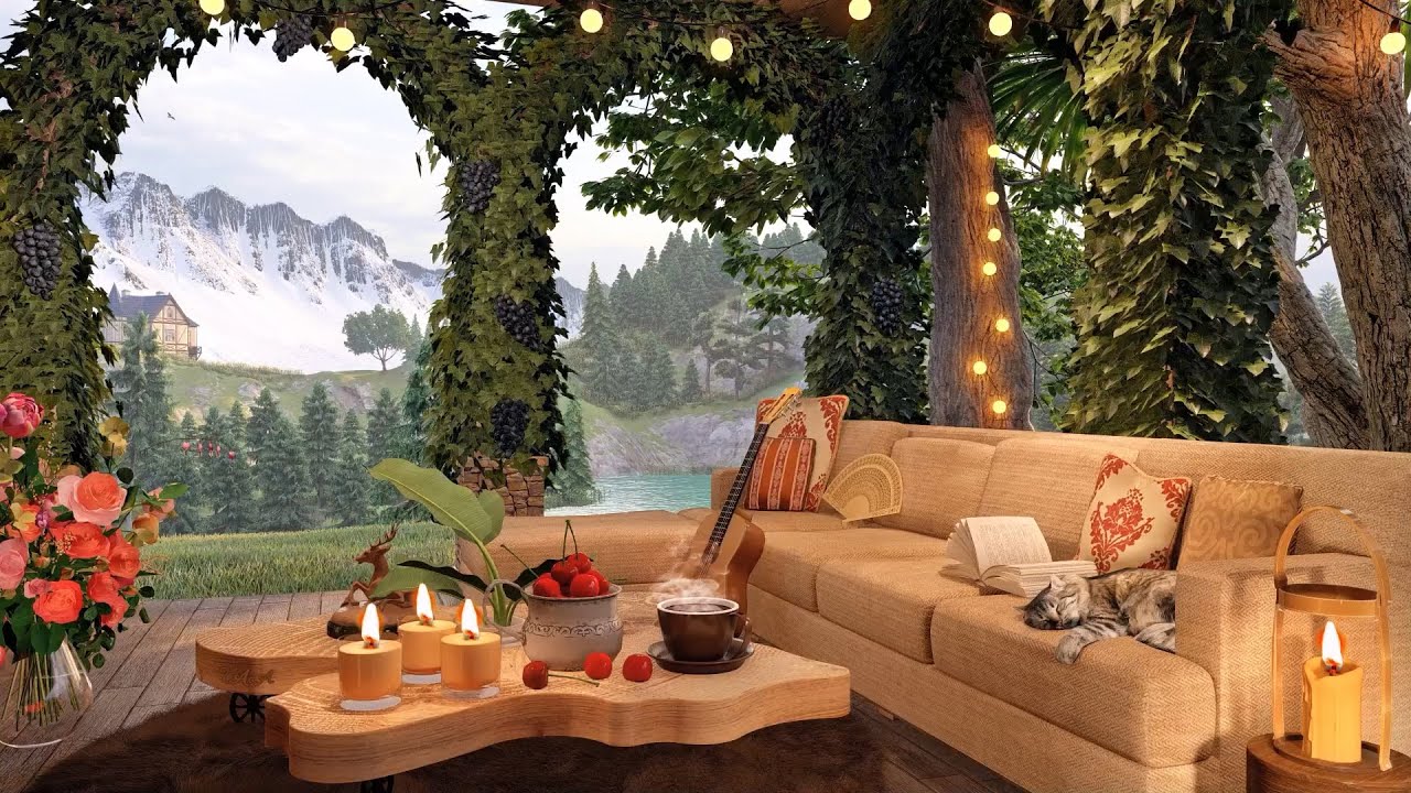 Mountain Gazebo in Cozy Summer Day Ambience with Birdsong and Lake ...