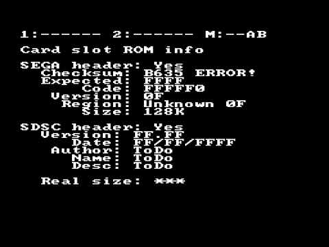 BIOS MENU OLDER CARD SLOT CARTRIDGE TESTER UTILITY DIAGNOSTICS FM ADDON SEGA MASTER SYSTEM GAME GEAR