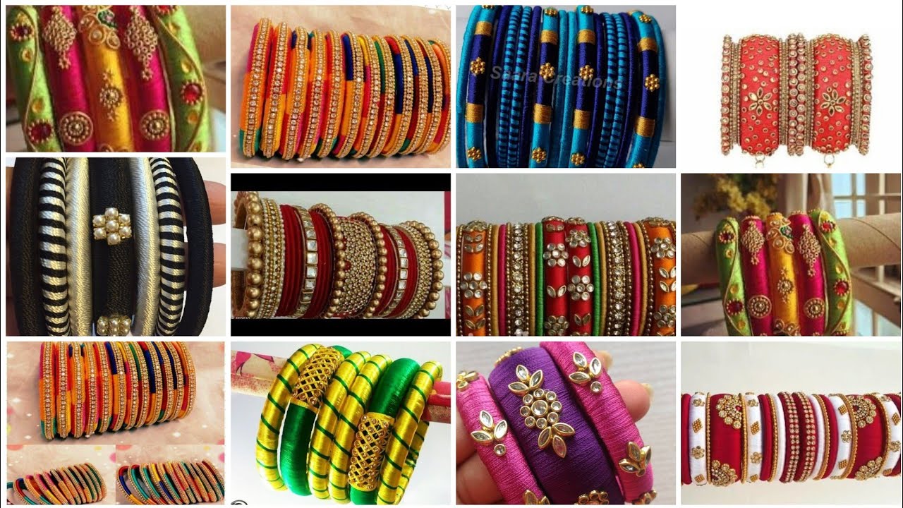 Top class hand made Silk Thread bangles Kundan bangles antique Stone ...
