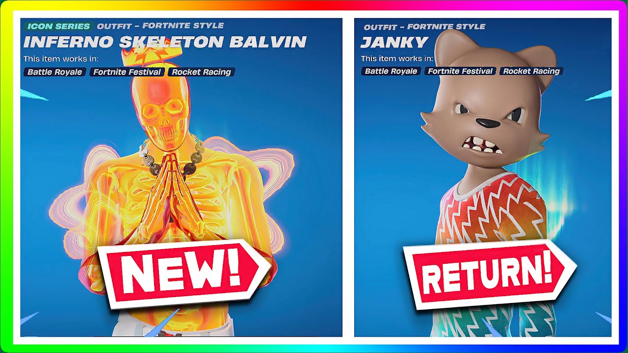 Fortnite Shop *NEW* Inferno Skeleton Balvin Bundle, Janky, & 5 Jam ...