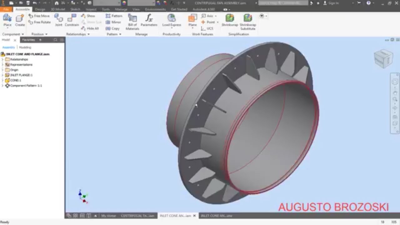 AUTODESK INVENTOR CENTRIFUGAL FAN 03 - 10 - YouTube