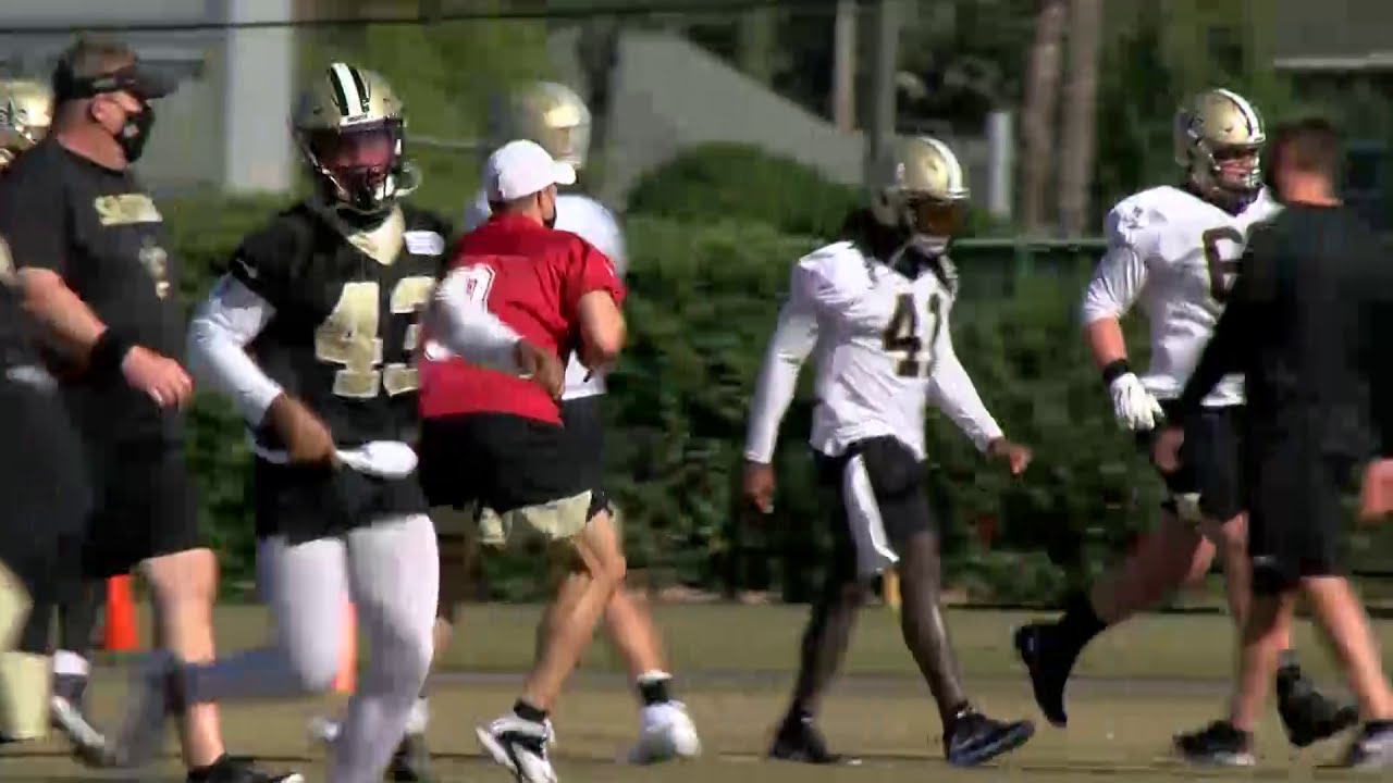 Drew Brees goes through warmups at Thursday’s Saints practice - YouTube