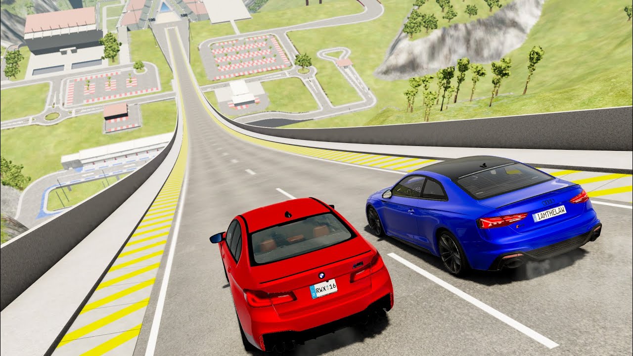 Cars vs Giant Ramp – BeamNG.Drive - YouTube