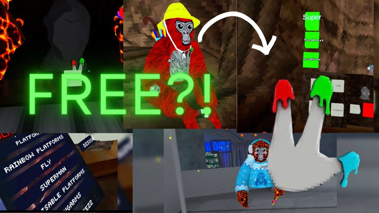 This Gorilla Tag Copy gives you 3 Cosmetics of your choice!! built-in ...