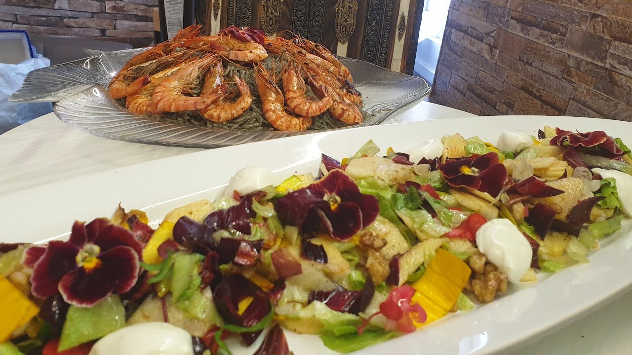 Garnelen / Gambas (Black Tiger), Reis mit Tintenfischtinte und ...