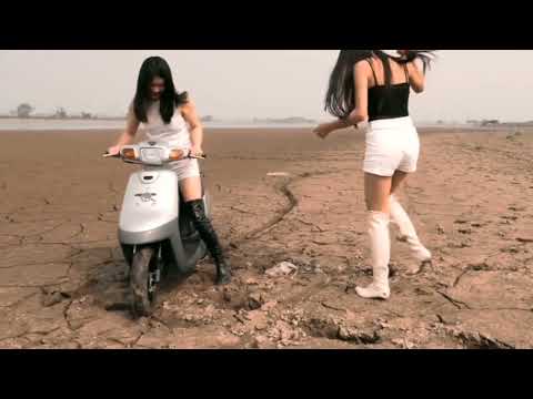 Two Girls Get Stuck Riding a Scooter on Muddy Cracked Ground 😱😂 | Funny Struggle & Escape