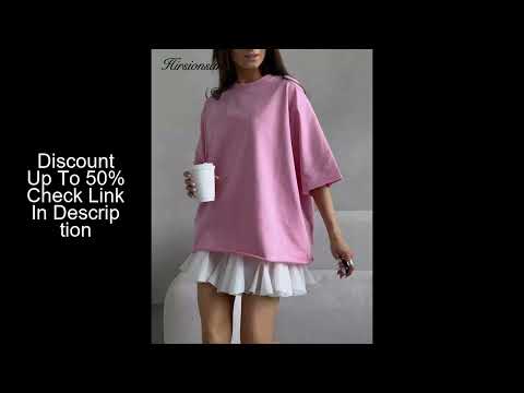 Hirsionsan Summer Casual Oversized T-shirts Women 100% Cotton Pink Loose Tees 2025 New Cusual Solid