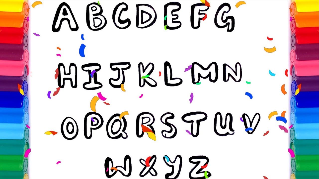 Hoe to Draw Alphabets with COLORS NAME | LEARN Colors | LEARN Alphabets ...