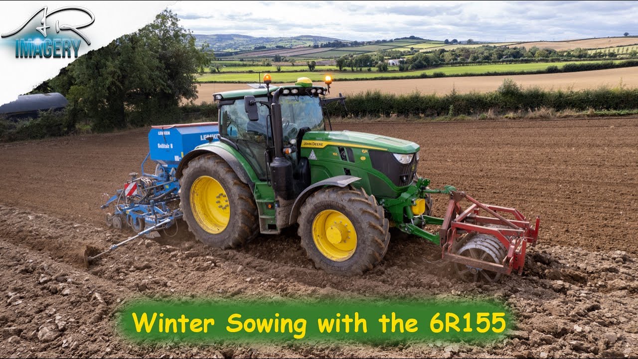 NEW John Deere 6155R sowing winter Rye - YouTube
