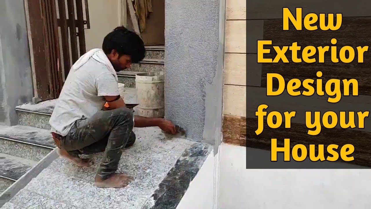 Exterior Stone Granule texture Design on Highlight walls - YouTube