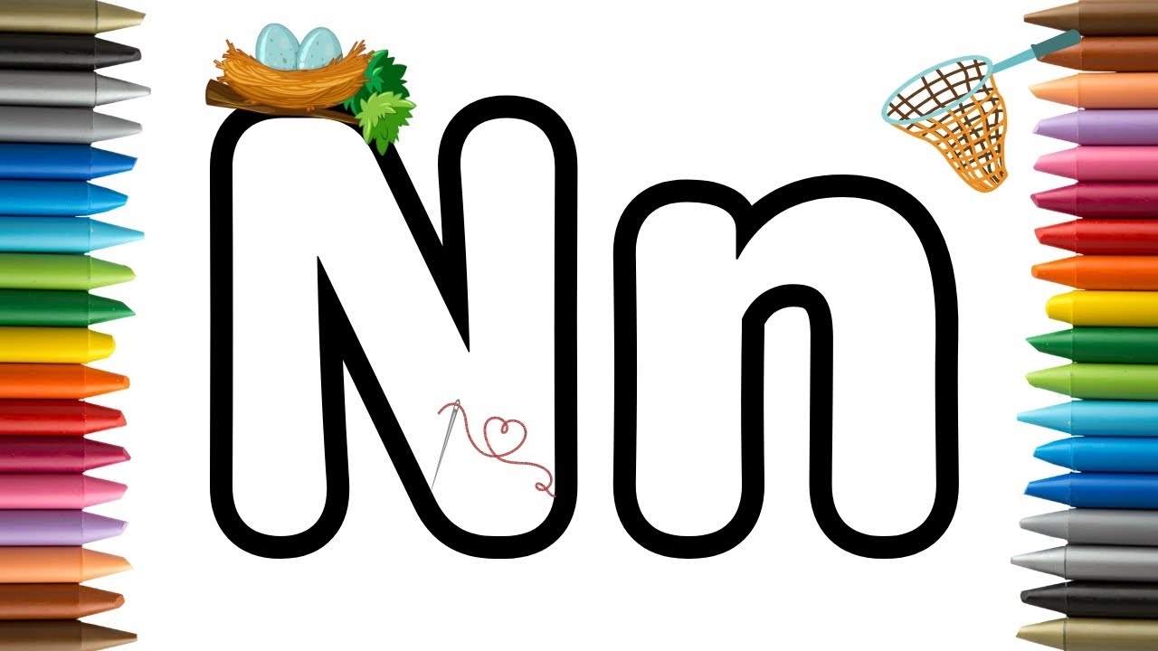 Alphabet Letter N Capital and small | Coloring | ABC Drawing and ...