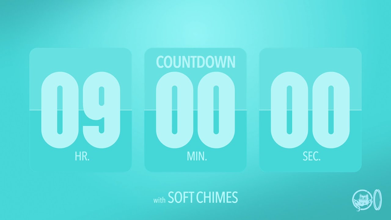 9 Hours【540 Min】Countdown Flip Clock Timer | Soft Chime 😺🙀😻 - YouTube