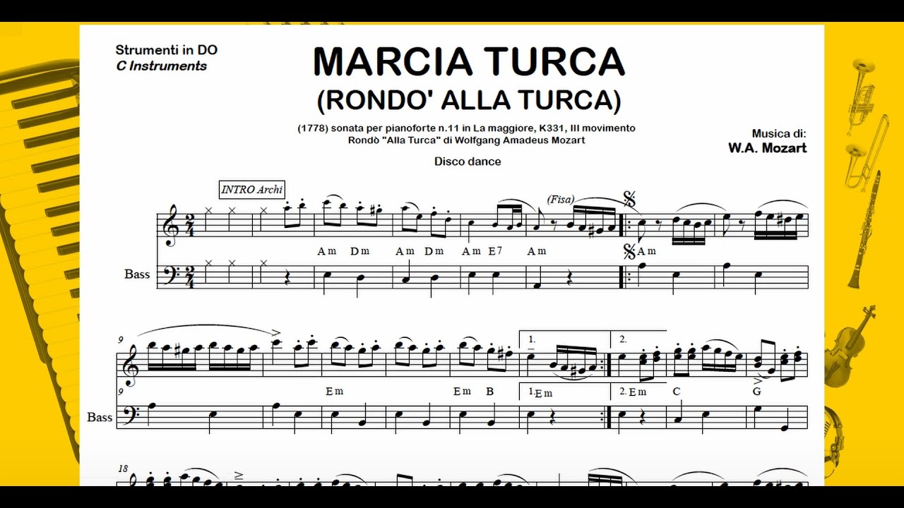 MARCHA TURCA (W.A.Mozart): Playback e Partituras com variações para ...