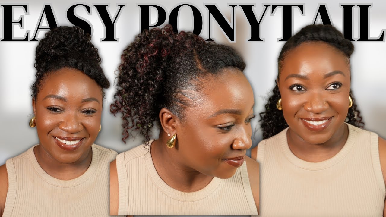 Curly Drawstring Ponytail on Natural Hair | Beginner Friendly - YouTube