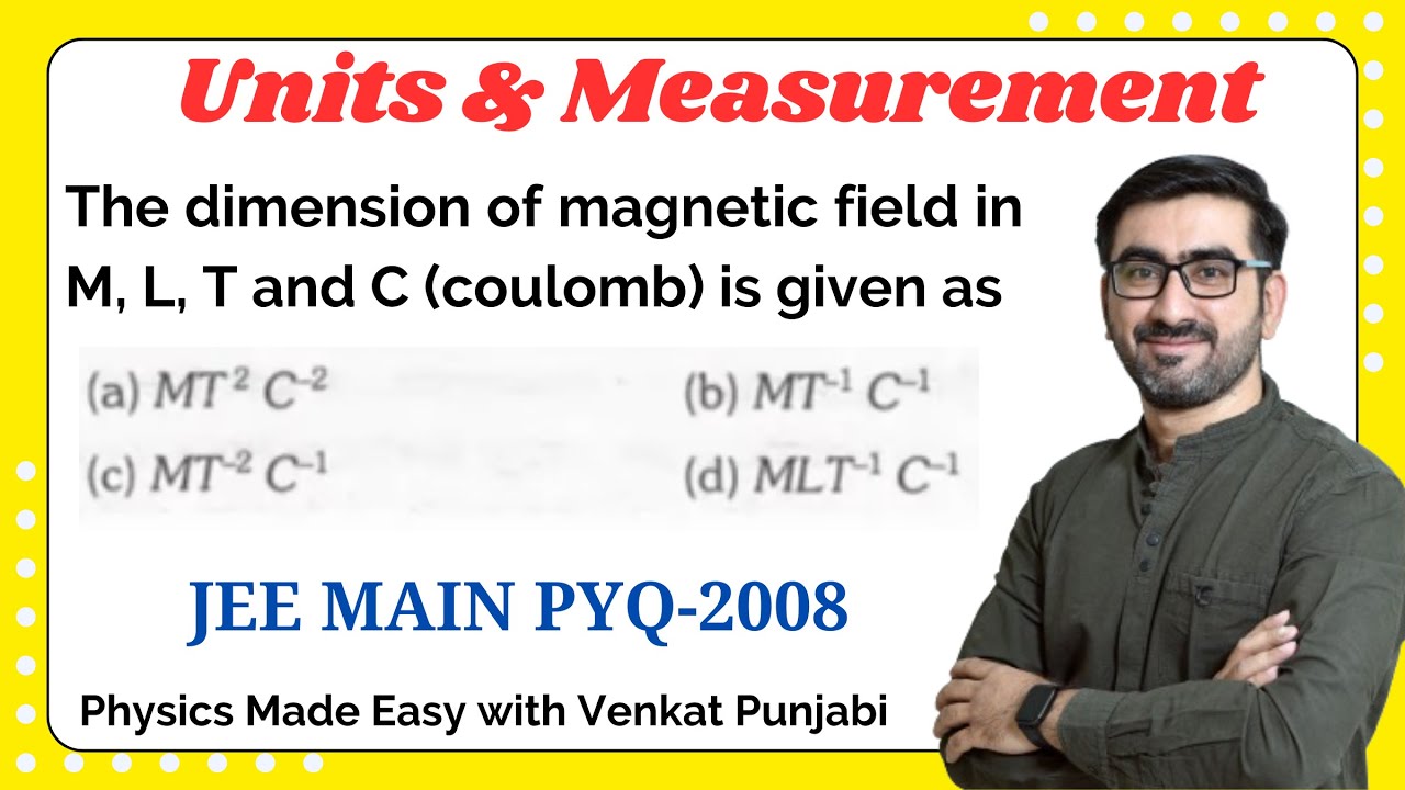 The dimension of magnetic field in M, L, T and C...| Units ...