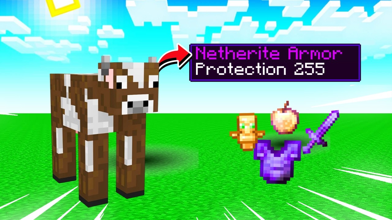 Minecraft But Cow Gives OP Items! - YouTube