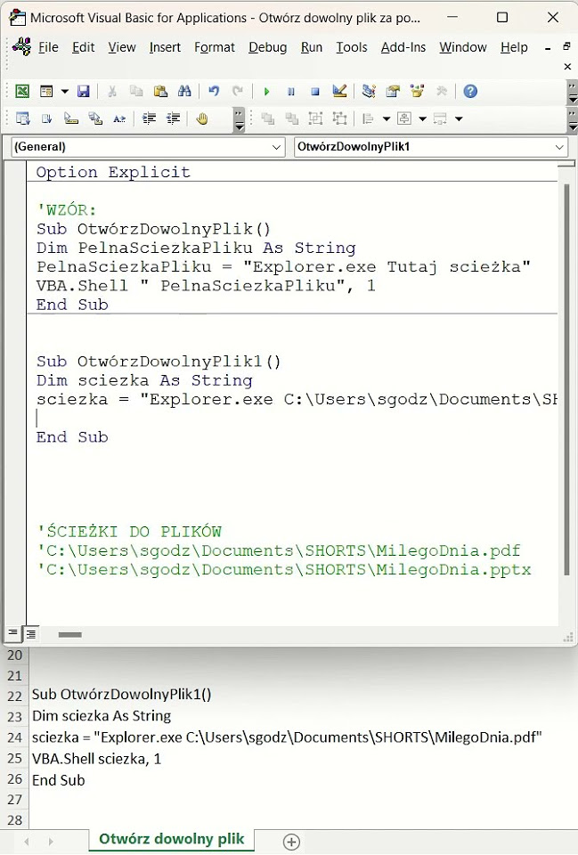 Otwórz dowolny plik za pomocą Excel VBA - YouTube