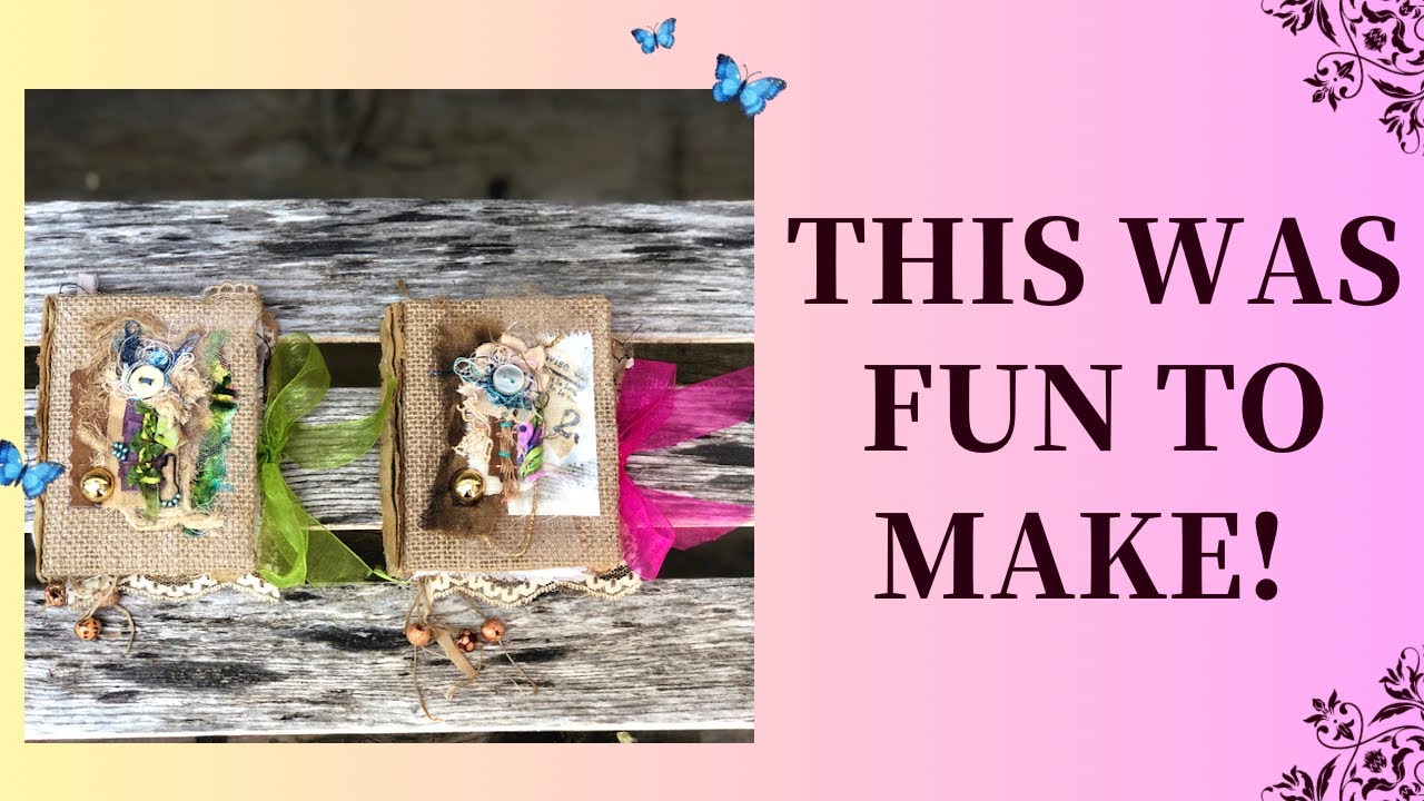 Chunky Burlap mini Junk Journal fabric collage signatures (step by step ...