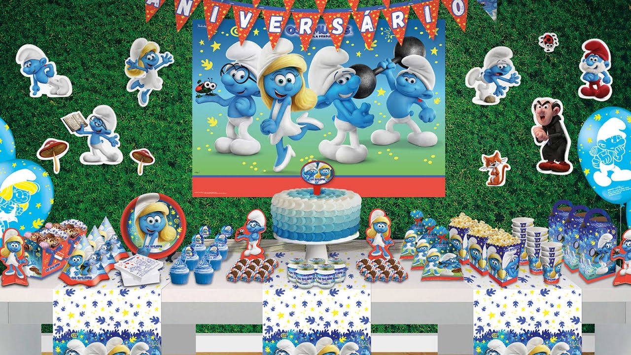 Organizador De Festas Smurf Festa Dos Smurfs Em Promoção Na Shopee