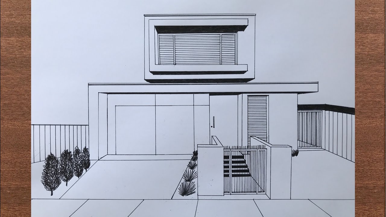 How to Draw a House in 1-Point Perspective - YouTube