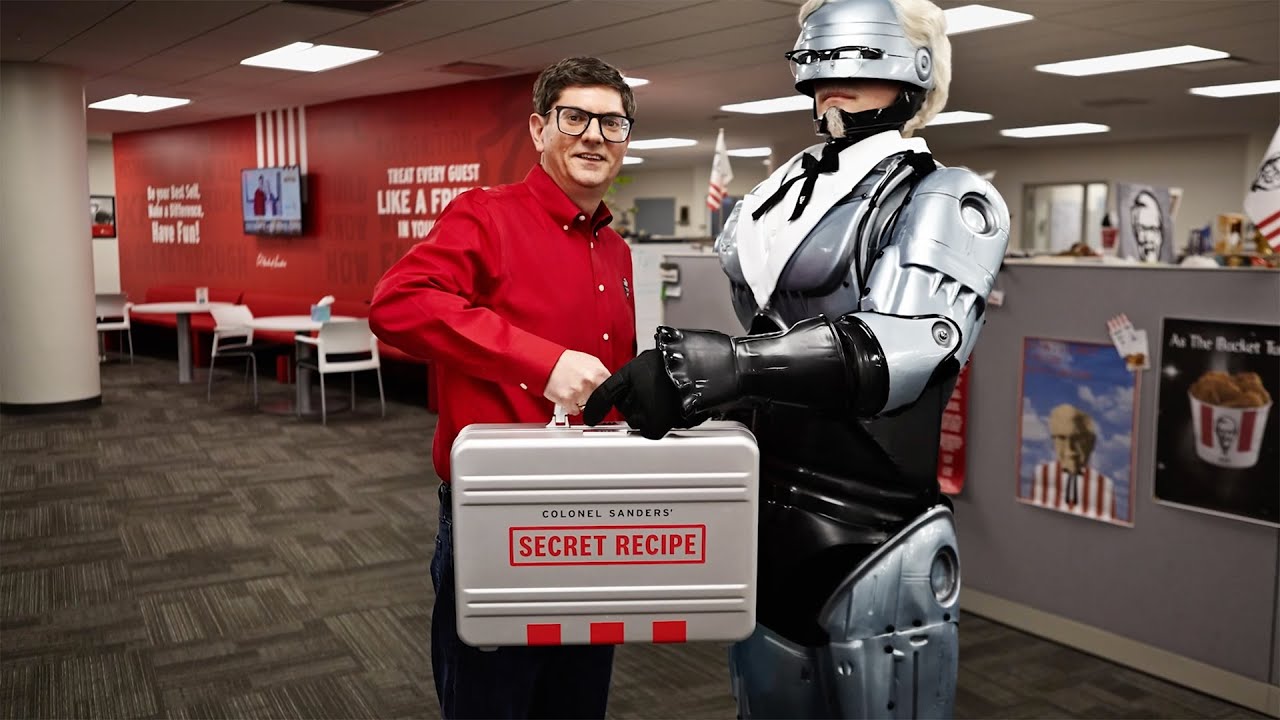 KFC Colonel Robocop Hides Secret Recipe in Swedish bunker - YouTube