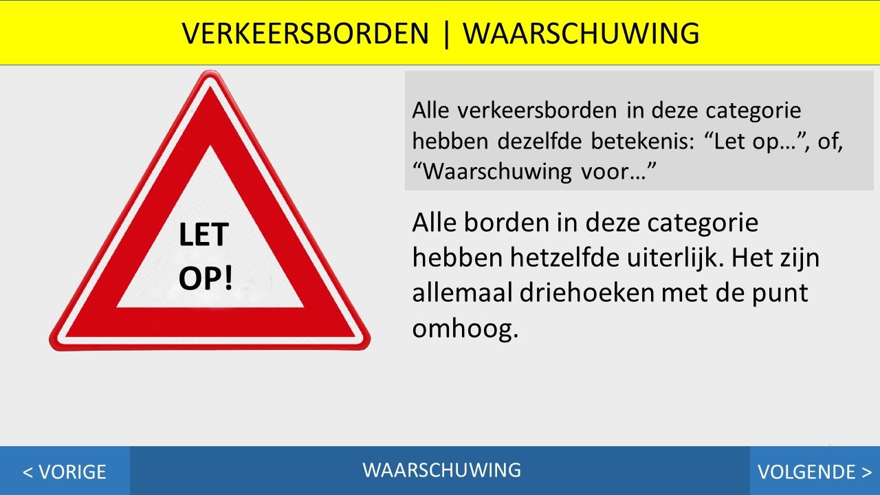 Verkeersborden - Waarschuwing - Autotheorie - Scootertheorie ...