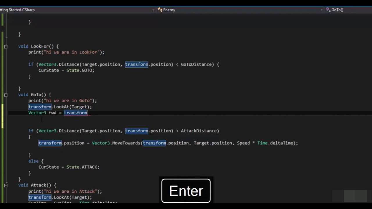Unity Game Development Using C Sharp Part 16 Added Line Of Sight Youtube