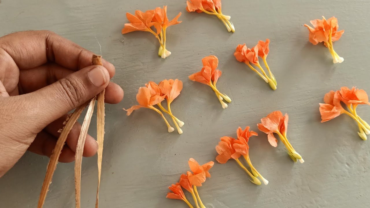 Different method/French braid type flower string method/dindu/veni ...