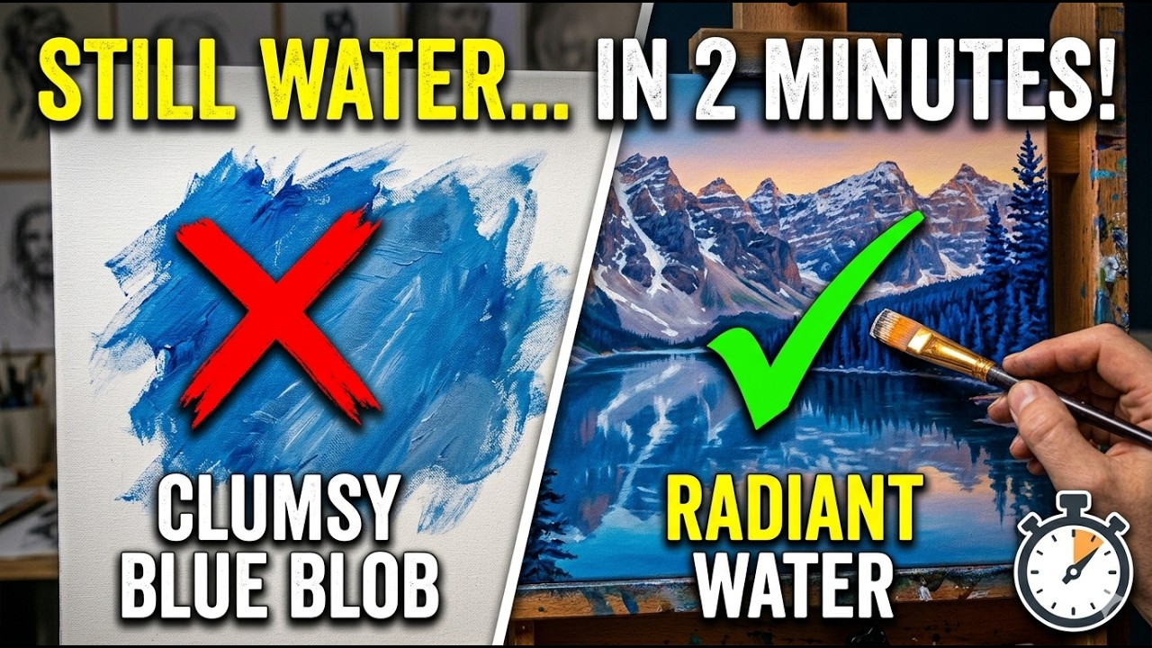 Bob Ross Style Water in 2 Minutes! 🎨 The EASIEST Way to Paint Still ...
