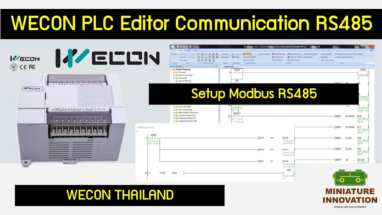 สอนการใช้งาน PLC ยี่ห้อ Wecon PLC Editor สื่อสารโดย Modbus Rs485 : miniature innovation - YouTube