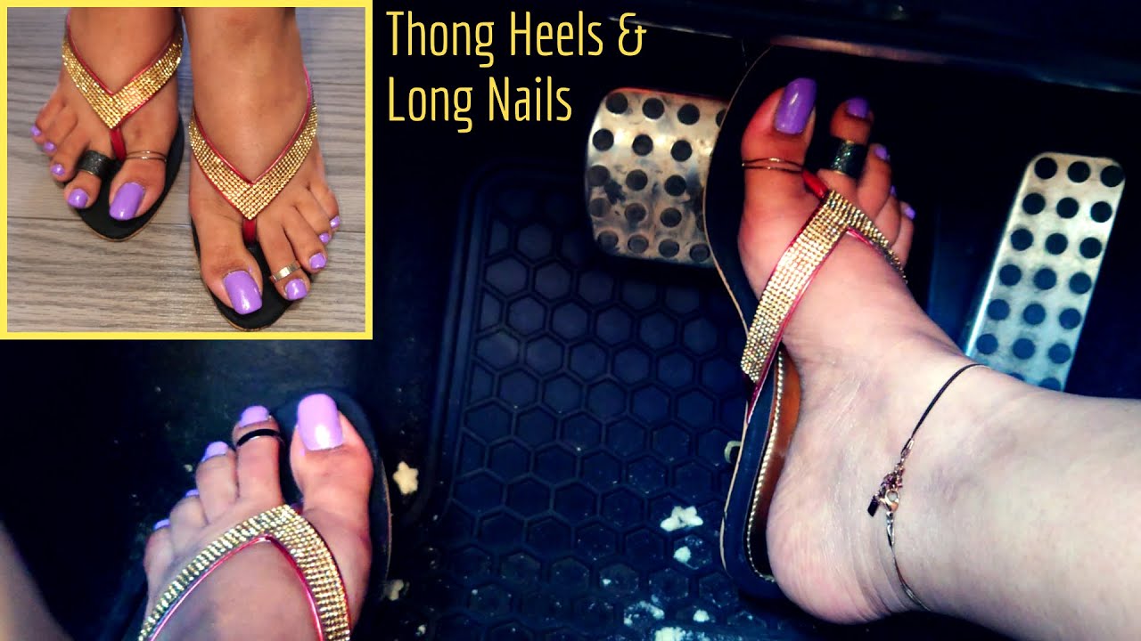 Long Purple Nails & Thong Heels | Stepping Out In Heels | Good Shoes ...