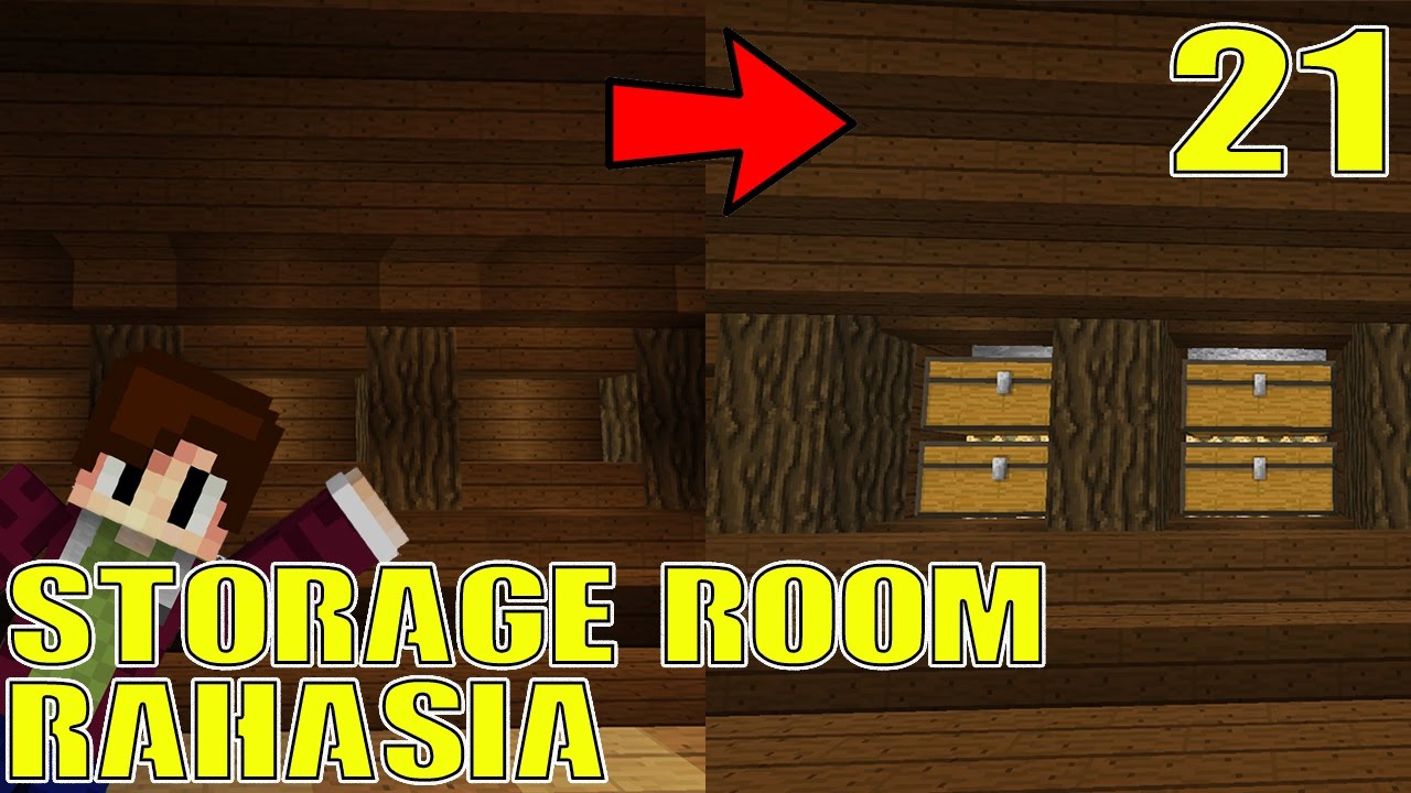 STORAGE ROOM RAHASIA PAKAI REDSTONE - Minecraft Survival Indonesia #21 ...